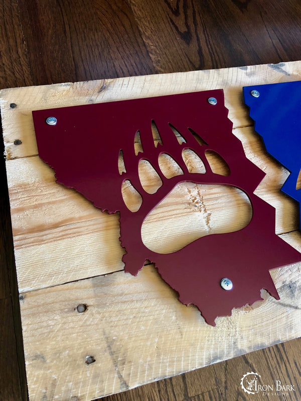 Montana House Divided Cat vs. Griz Metal Sign - Iron Bark Designs