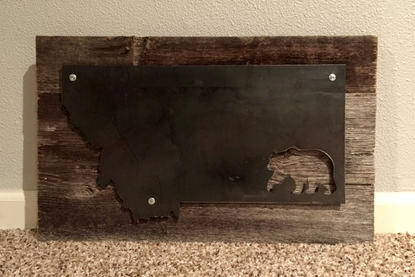 Montana Bear Metal Sign - Iron Bark Designs